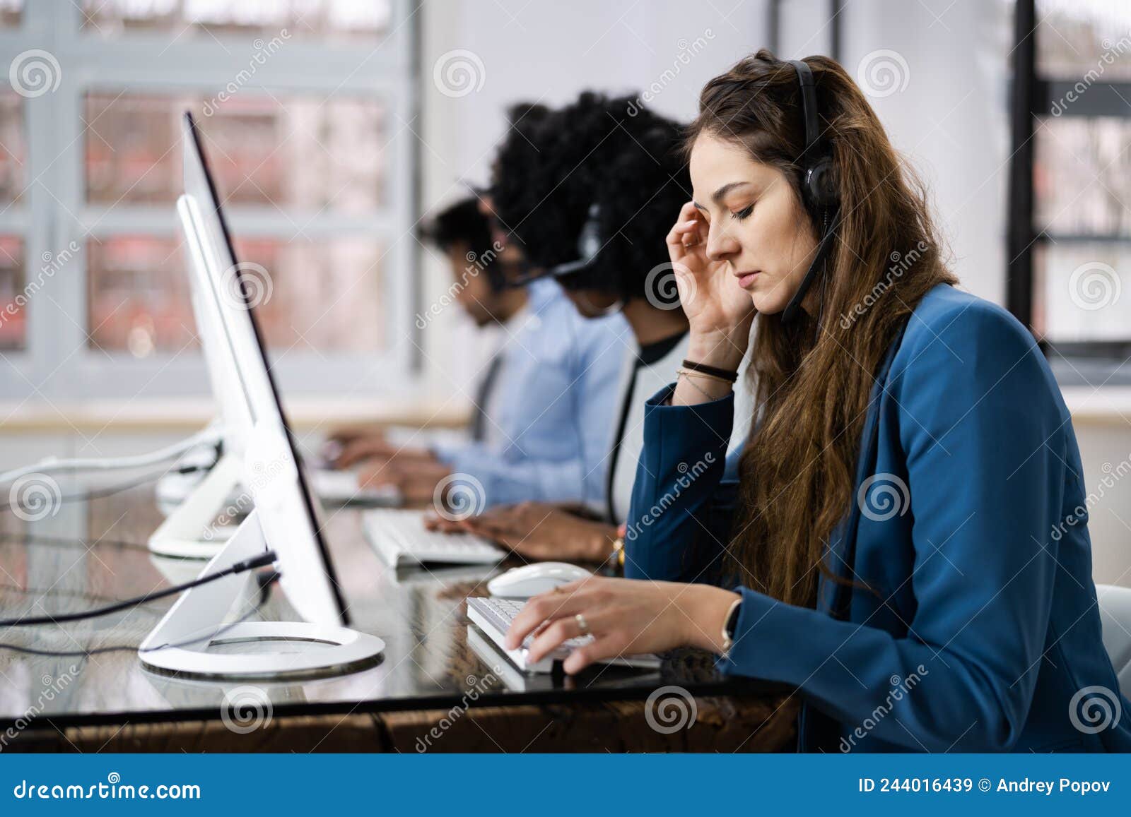 Sad Stressed Customer Call Service Center Stock Image - Image of ...