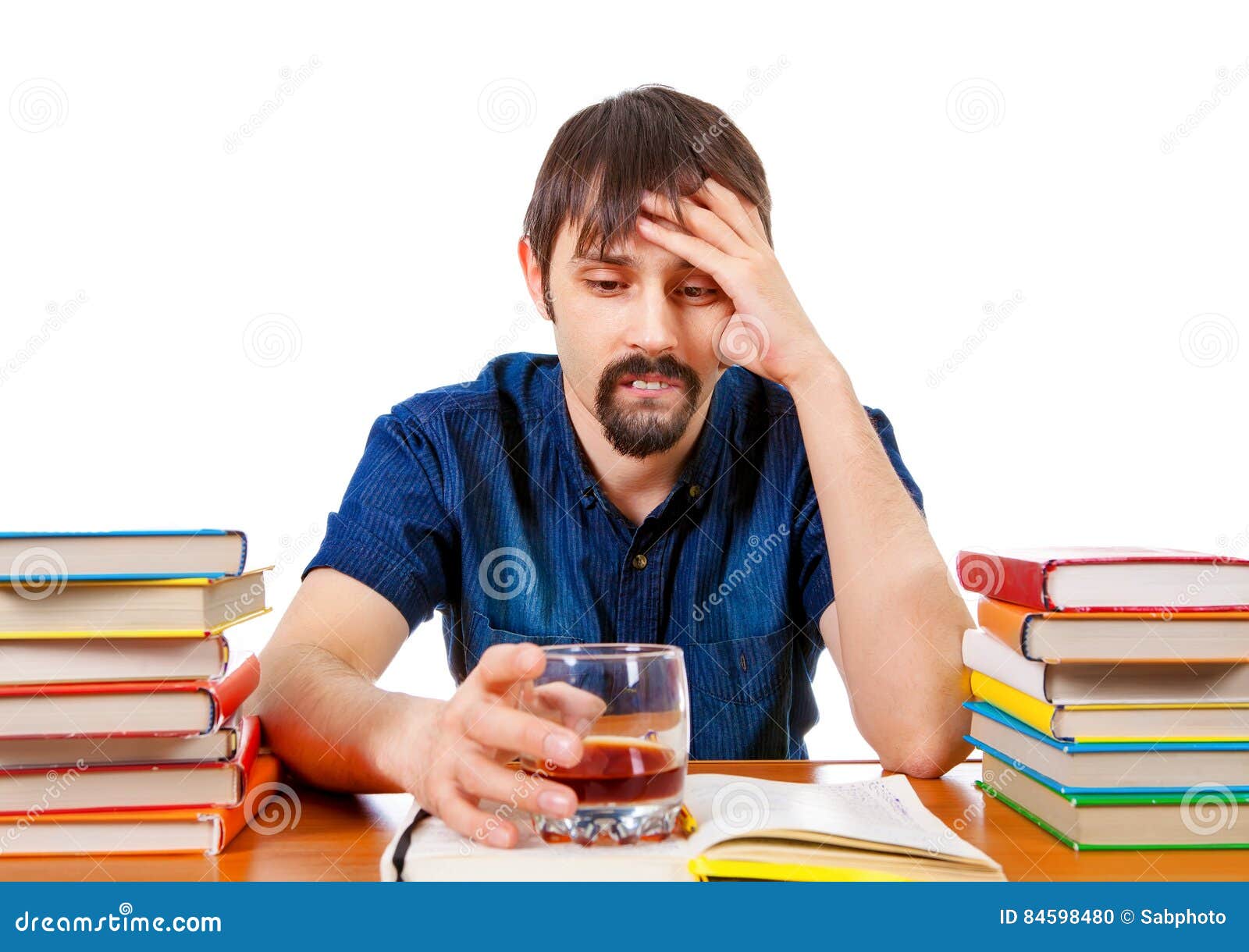 Sad Student with Alcohol stock photo. Image of alcoholic - 84598480