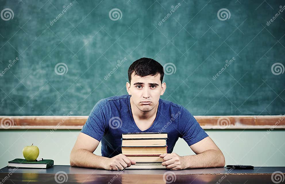 Sad Student blackboard stock photo. Image of problem - 50083368