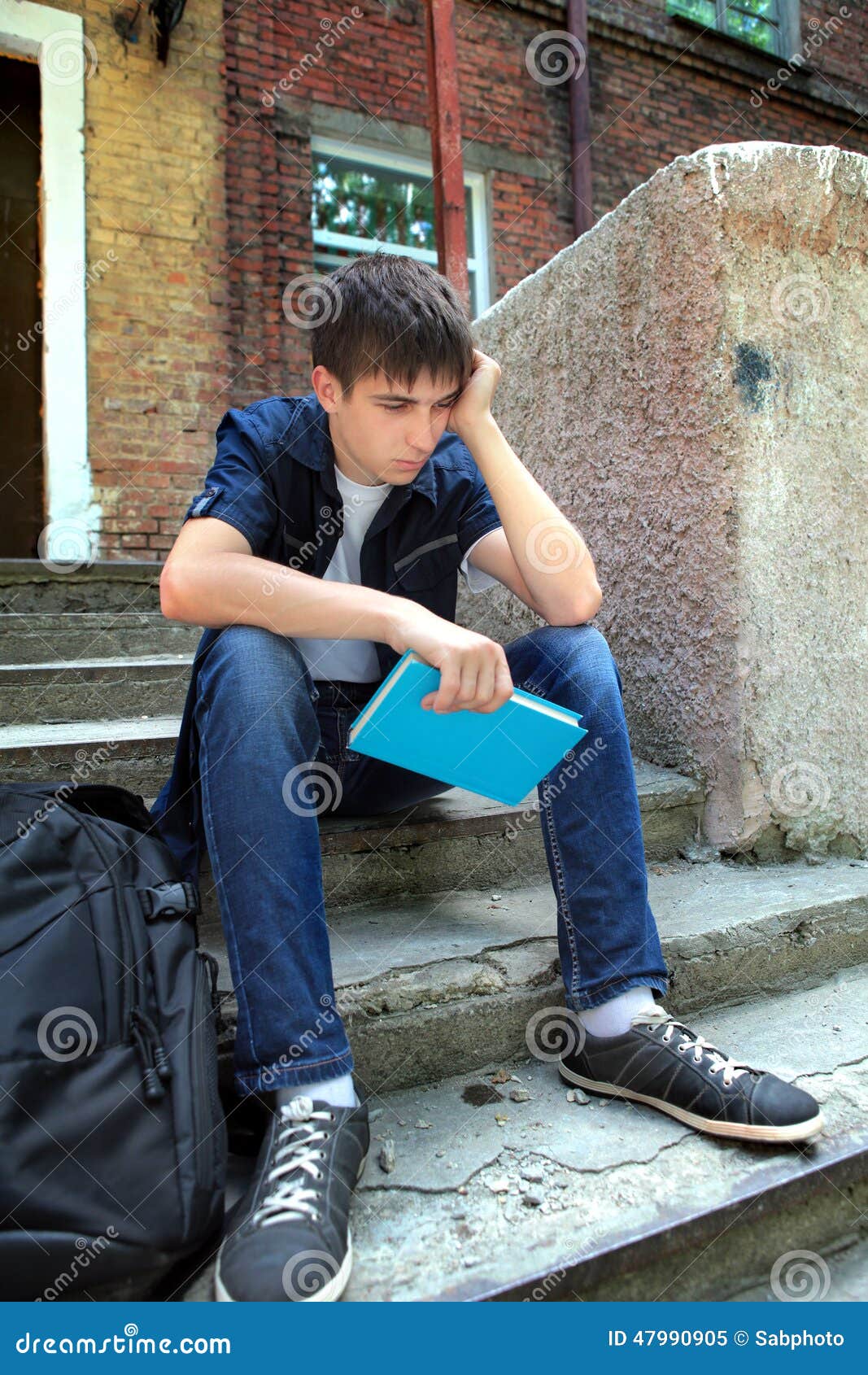 Sad Student with the Book stock image. Image of failure - 47990905