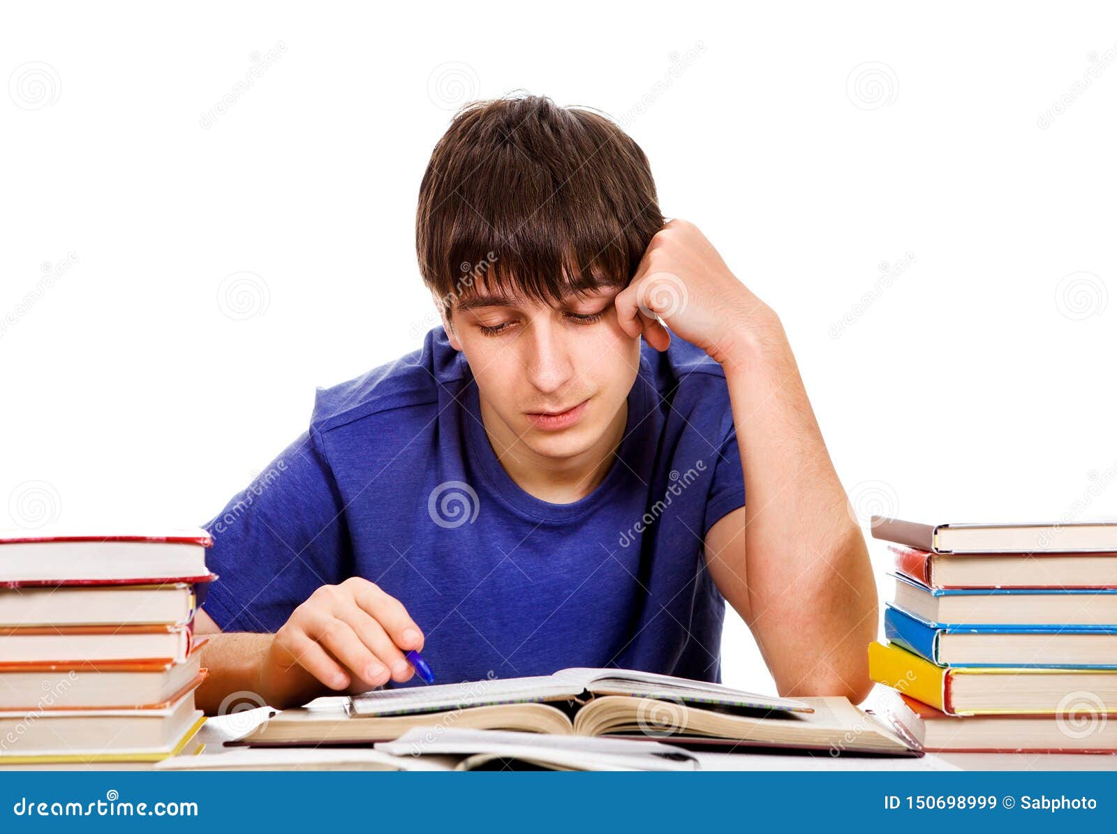 Sad Student with a Books stock image. Image of emotion - 150698999