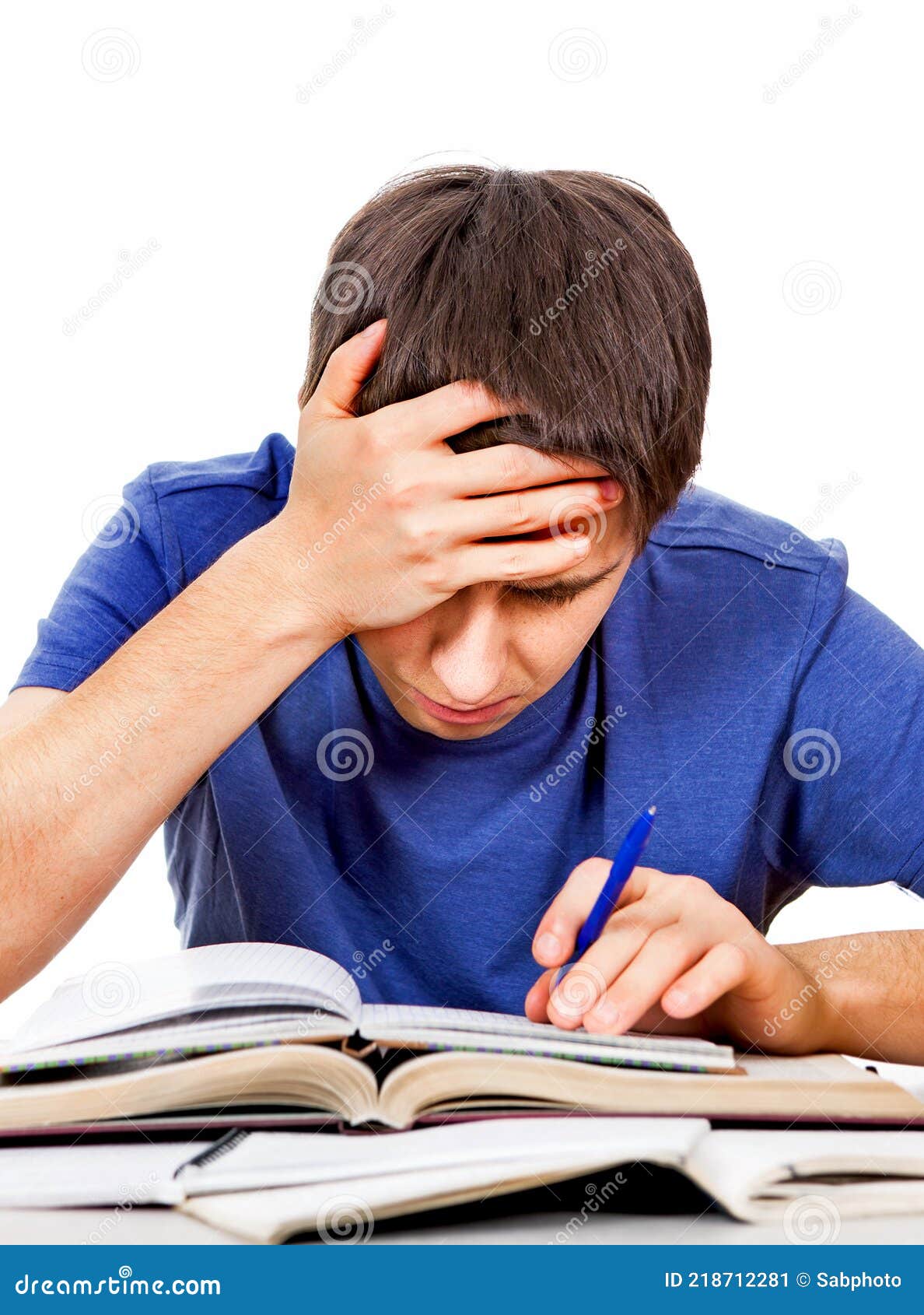 Sad Student with a Books stock image. Image of overhours - 218712281