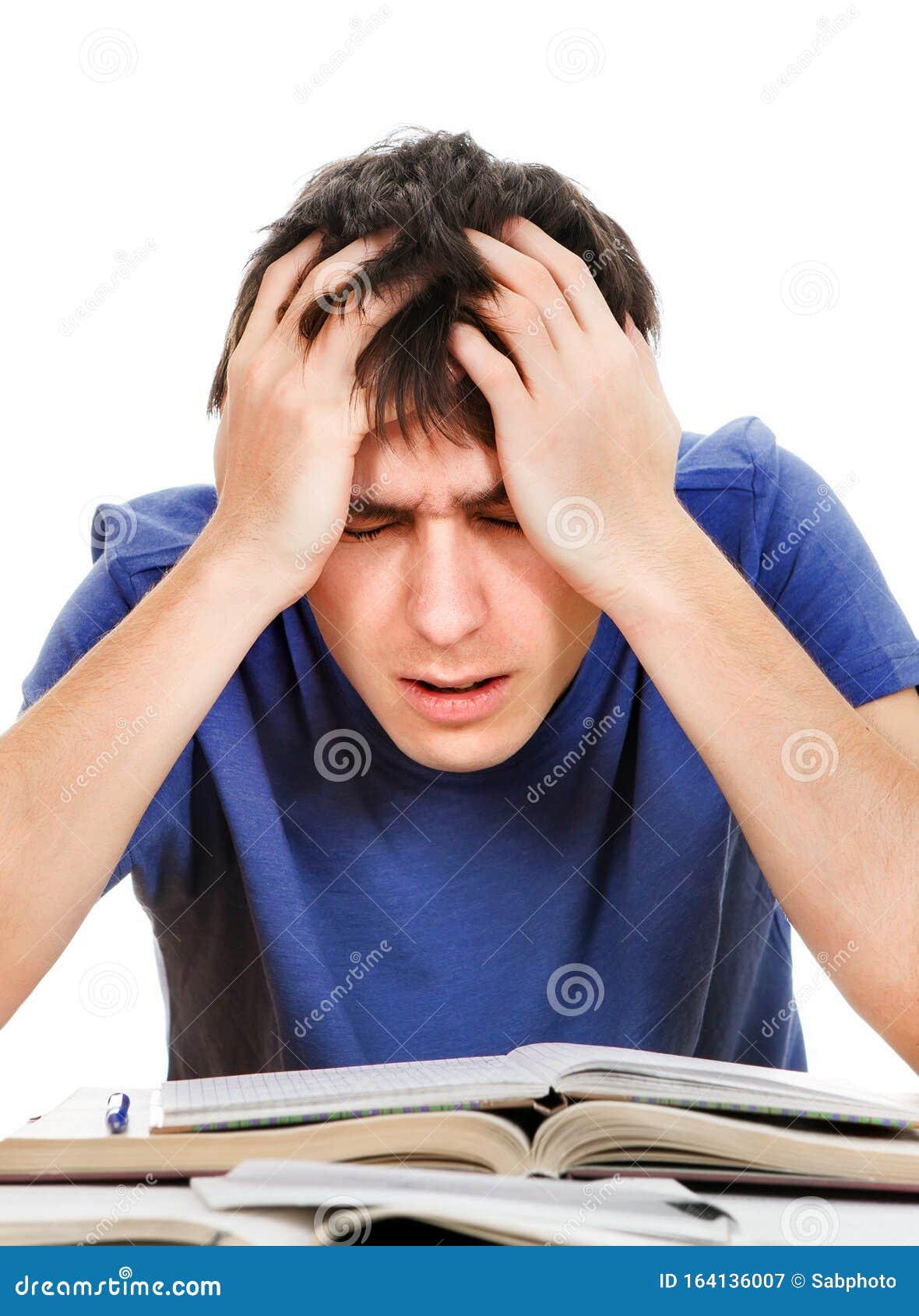 Sad Student with a Books stock image. Image of caucasian - 164136007