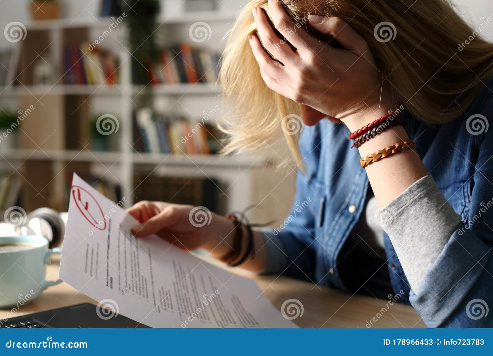 Sad Student Complaining about Failed Exam at Night Stock Image - Image ...