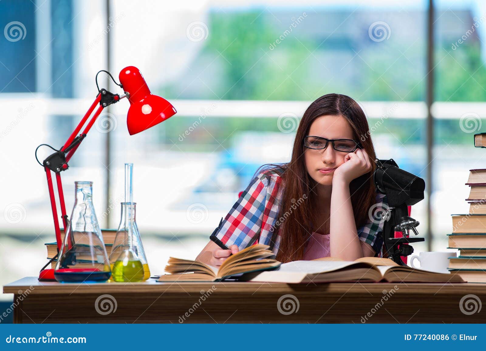 The Sad Student Preparing for Chemistry Exams Stock Photo - Image of ...