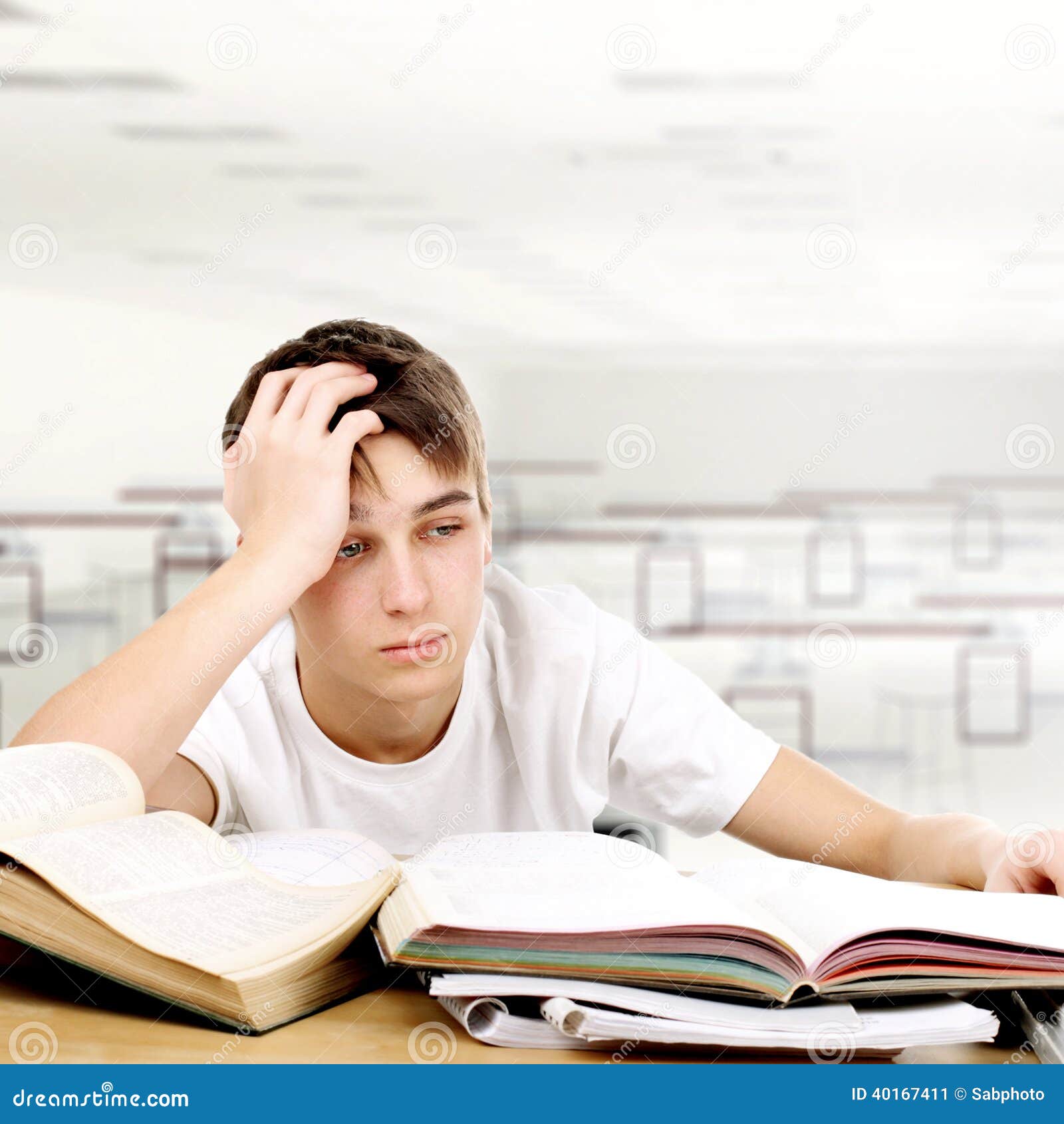Sad Student stock image. Image of overwork, jaded, hands - 40167411