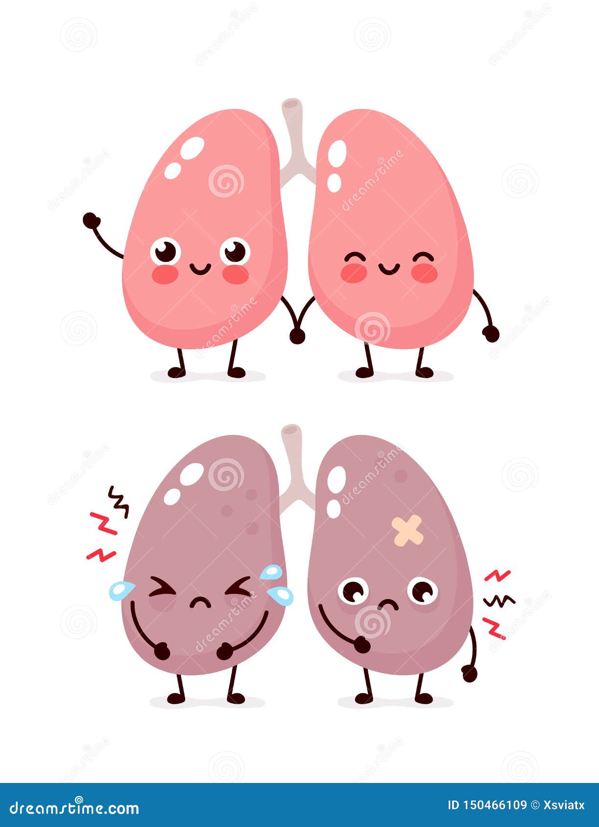 Sad Suffering Sick Cute and Healthy Happy Lungs Stock Vector ... Sad Suffering Sick Cute and Healthy Happy Lungs Stock Vector ...