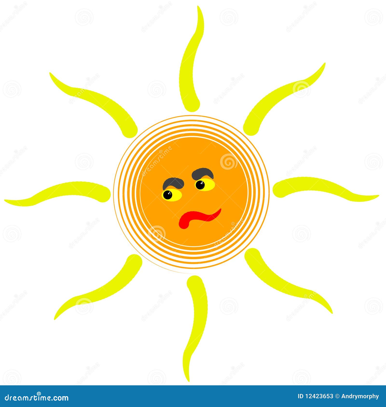 Sad sun stock vector. Illustration of depressed, simple - 12423653
