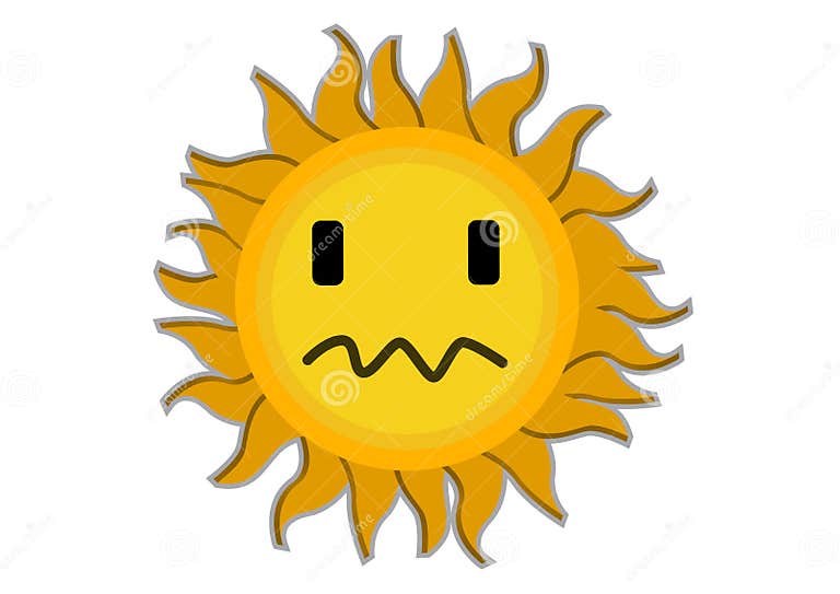 Sad Sun Cartoon Characte stock vector. Illustration of drawing - 16344257