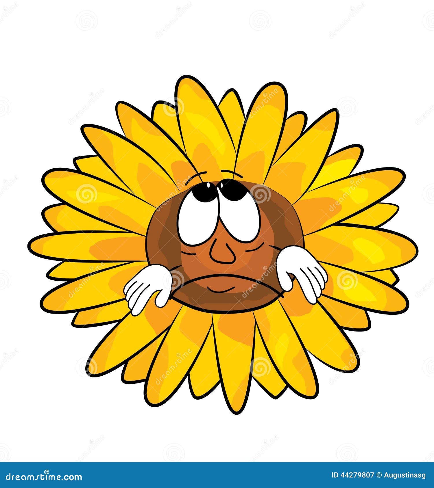 Sad sunflower cartoon stock illustration. Illustration of flower - 44279807