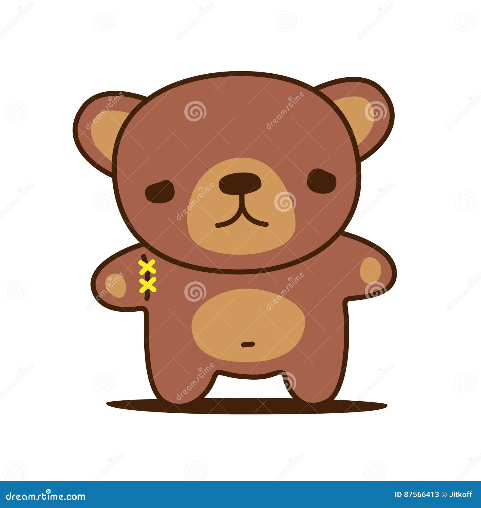 Hurt Teddy Bear With A Bandage And A Broken Arm Cartoon Vector ...