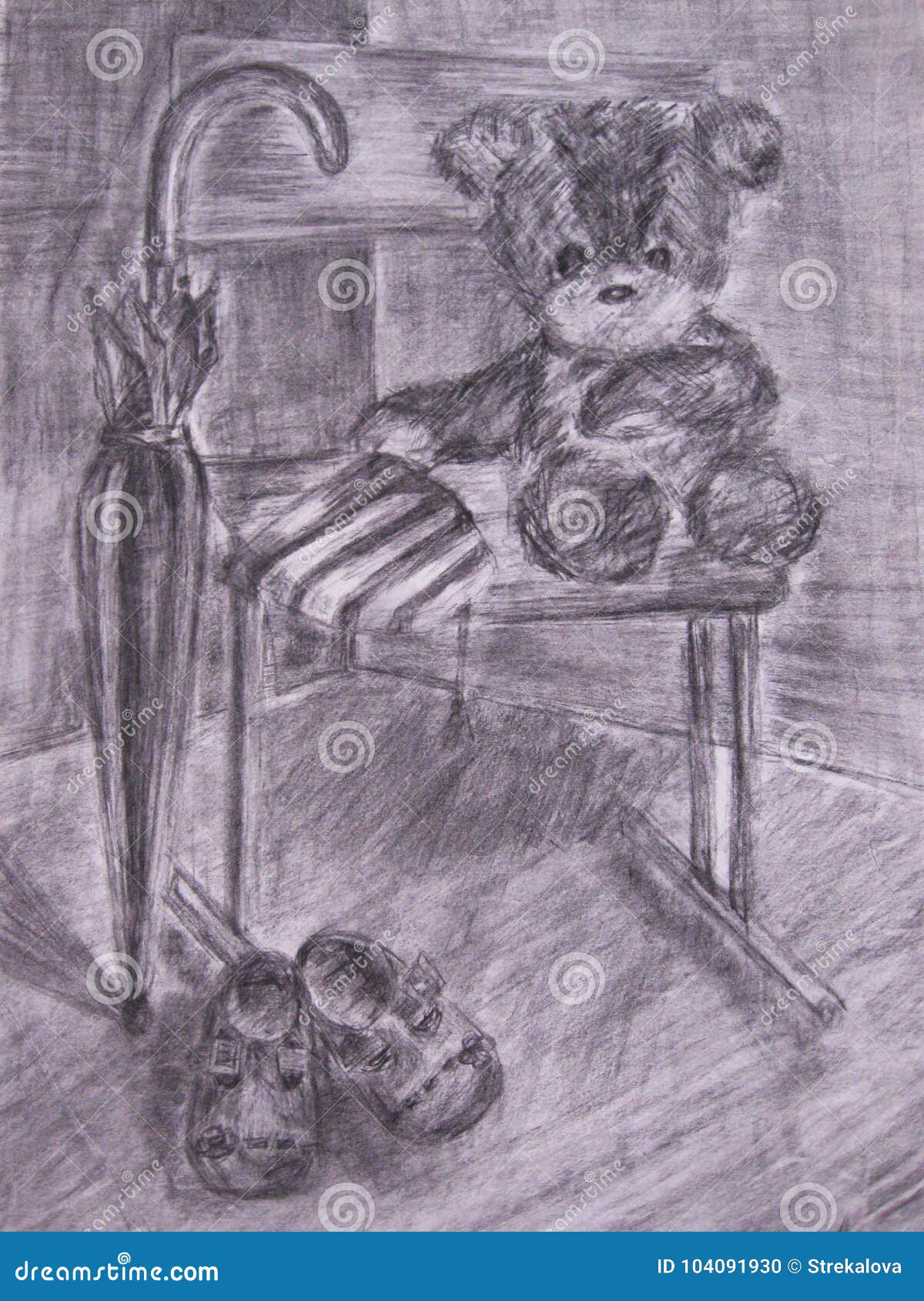 Sad Teddy toy bear stock illustration. Illustration of depression ...