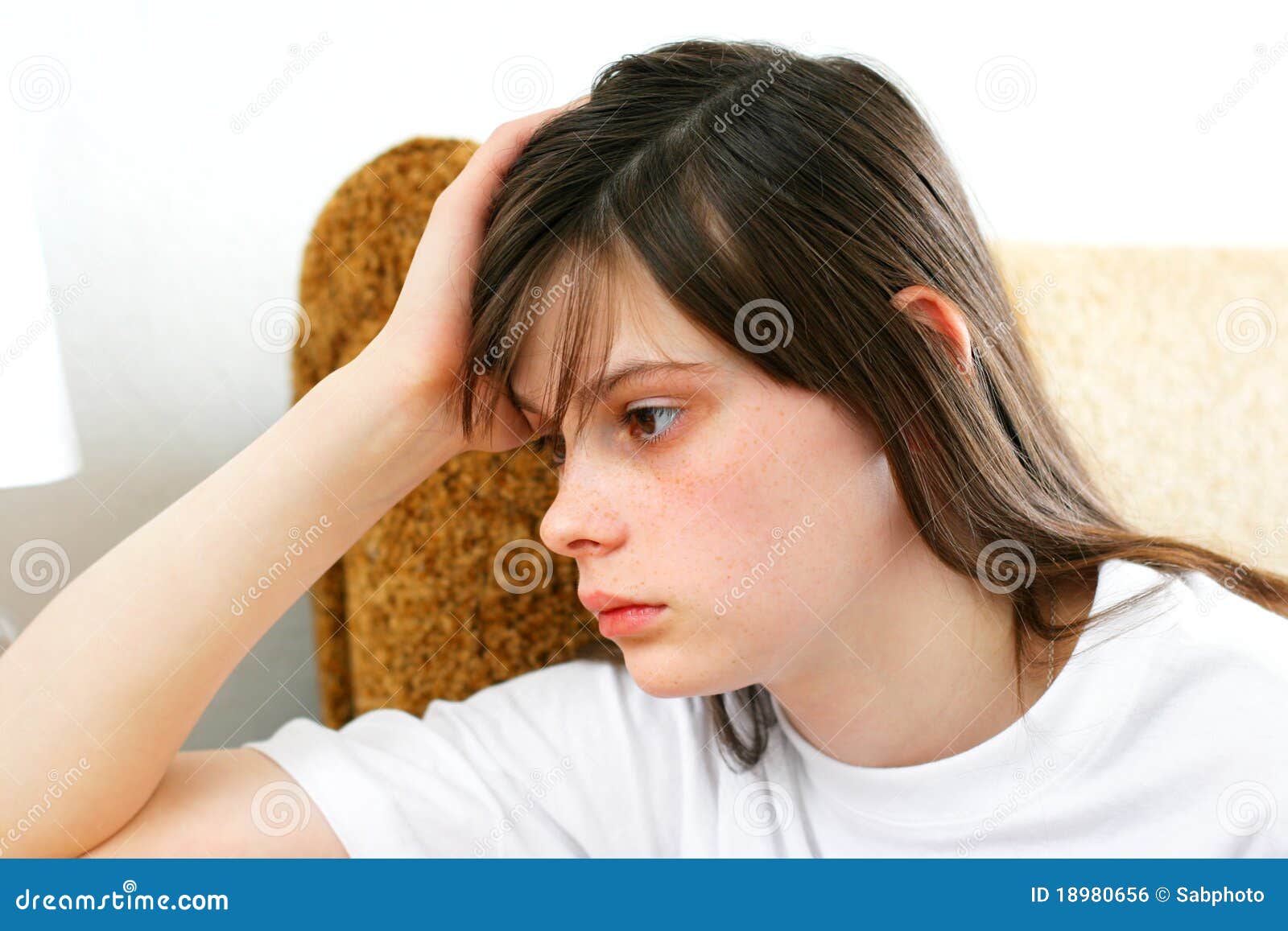 Sad teenage girl stock photo. Image of head, sorrow, hide - 18980656