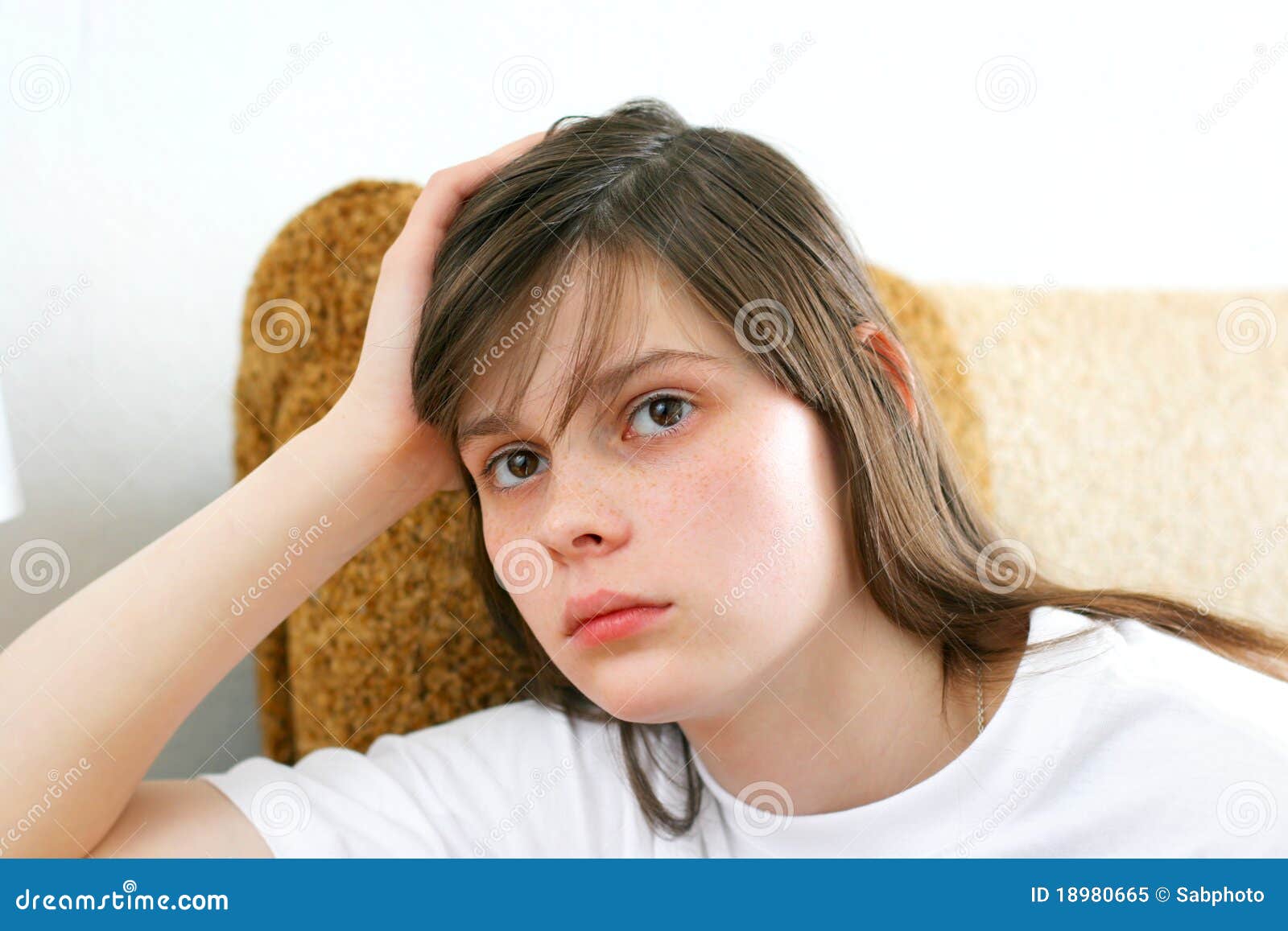 Sad teenage girl stock image. Image of caucasian, hands - 18980665