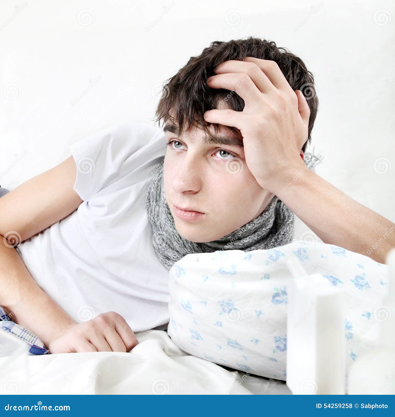 Sad Teenager with Flu stock photo. Image of despondent - 54259258