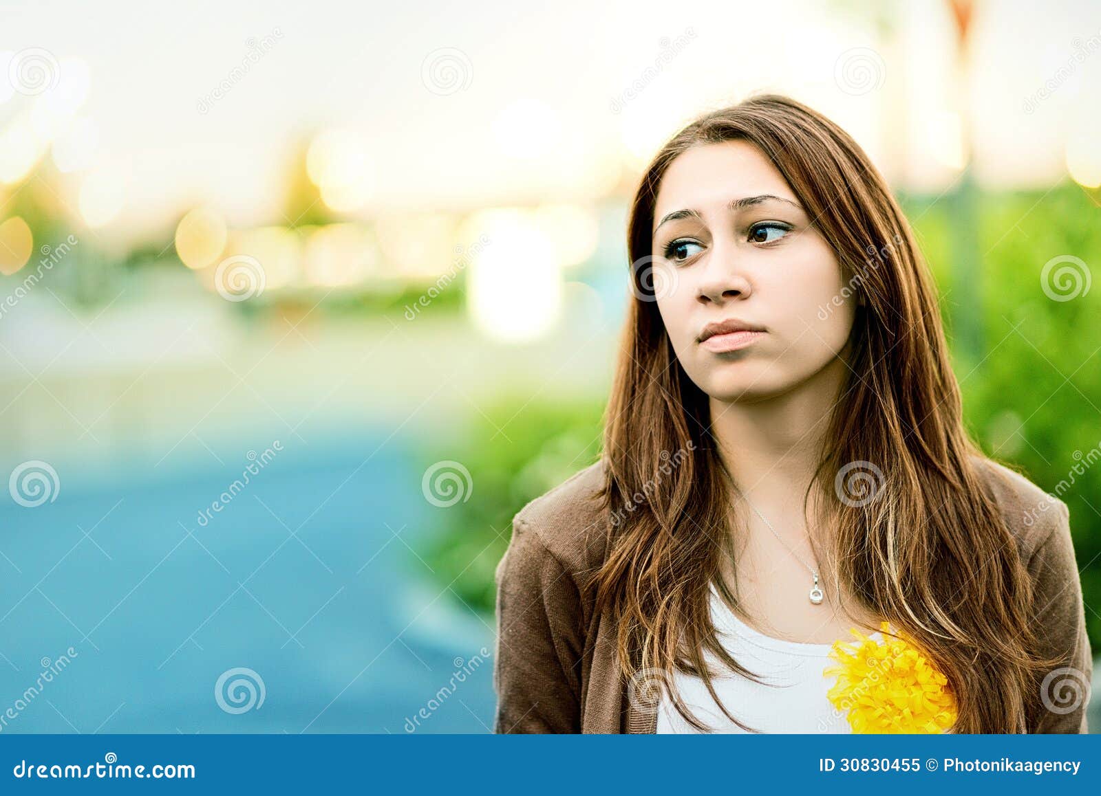 Sad Teenager Outdoors in a Park Stock Image - Image of young, serious ...
