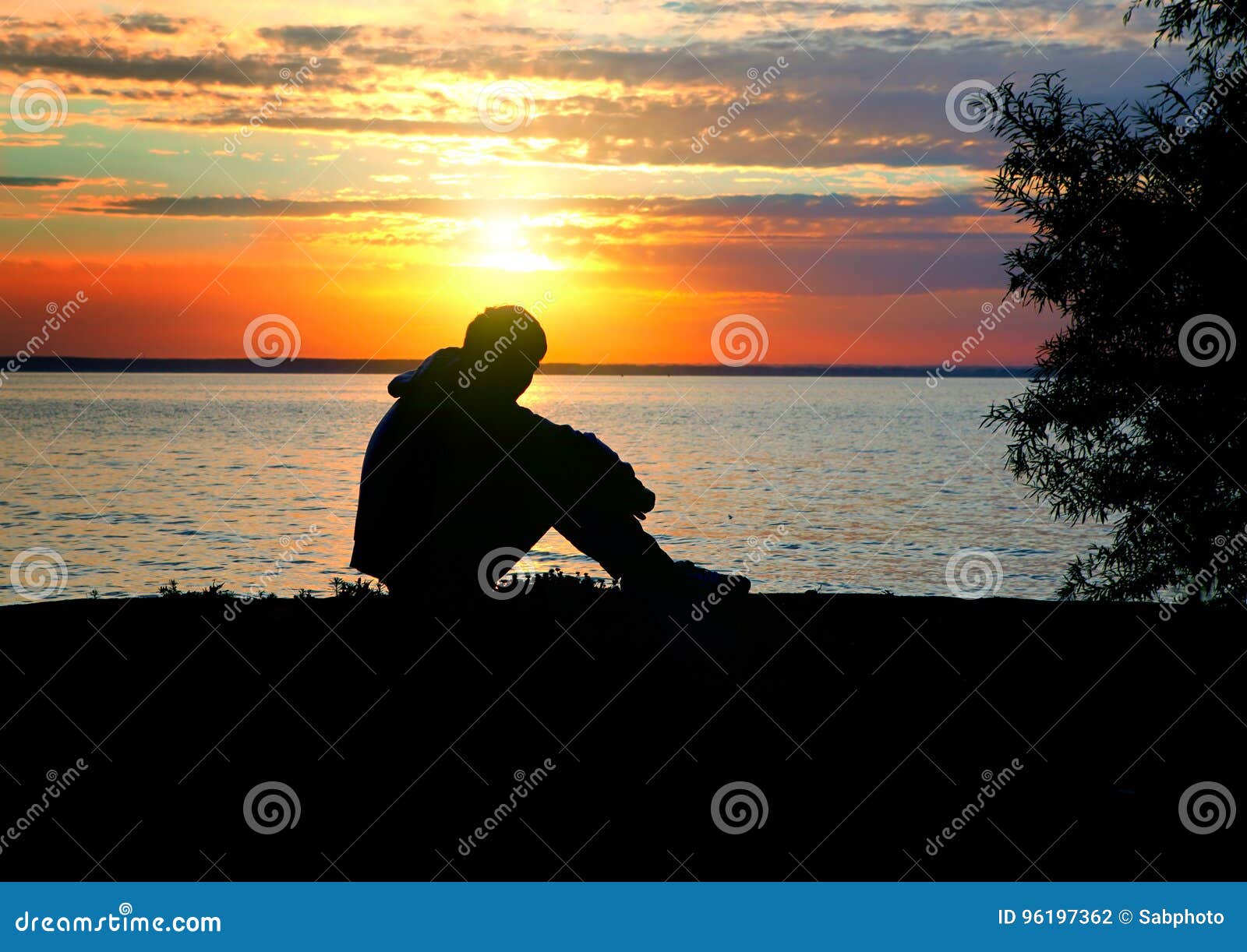 Sad Teenager at Sunset stock photo. Image of quiet, sorrowful - 96197362