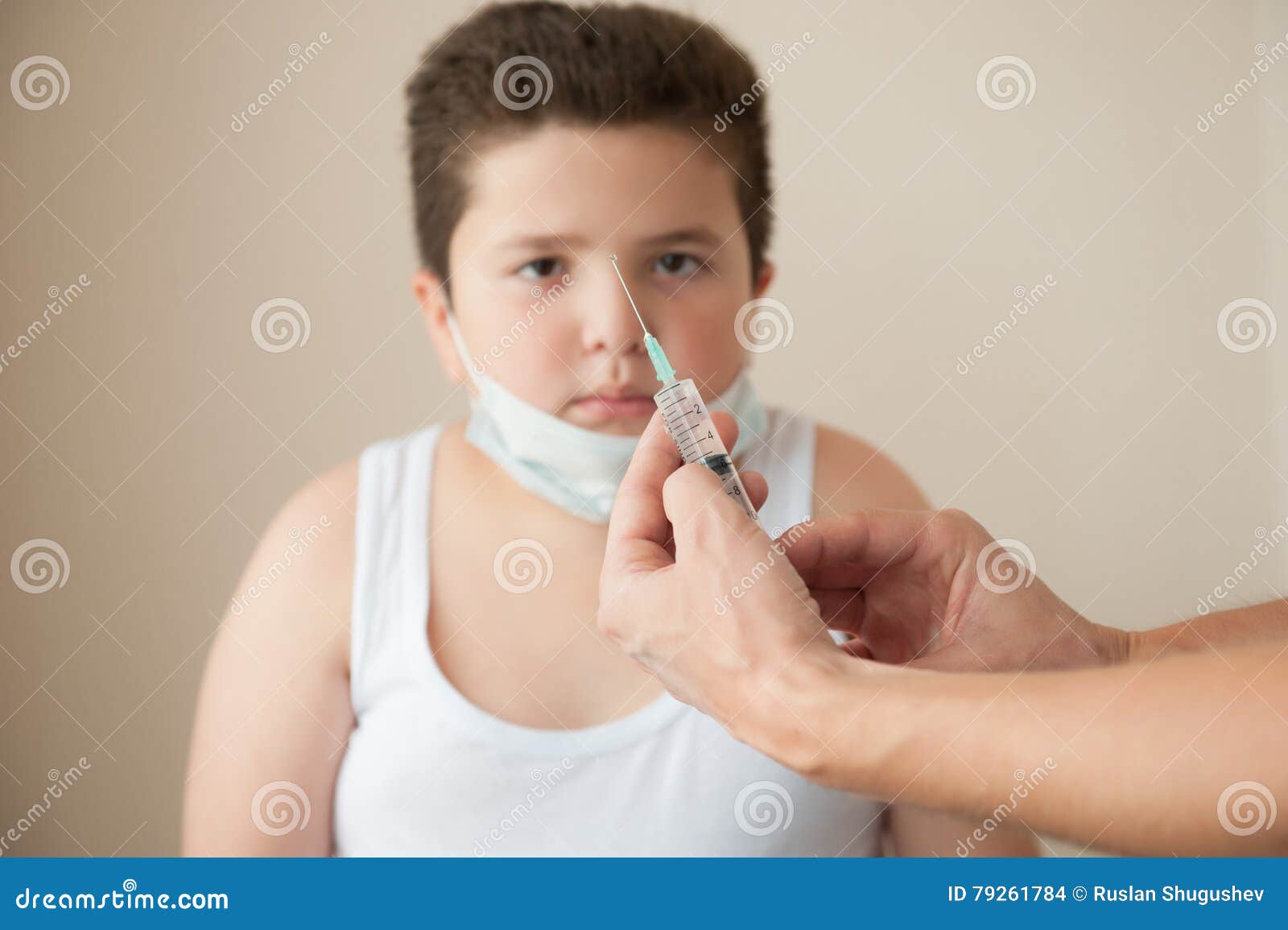 Sad Thick Boy is Afraid of Injection Stock Photo - Image of clinic ...
