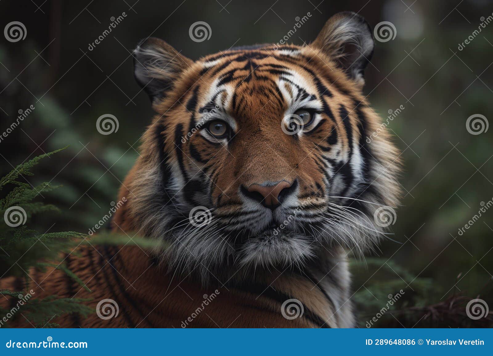 A Sad Tiger in Its Natural Forest Habitat Stock Illustration ...