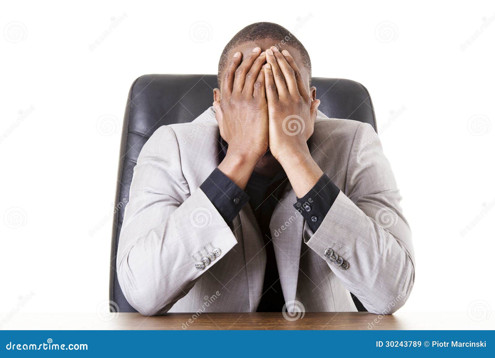 Sad, Tired or Depressed Businessman Stock Image - Image of desk ...