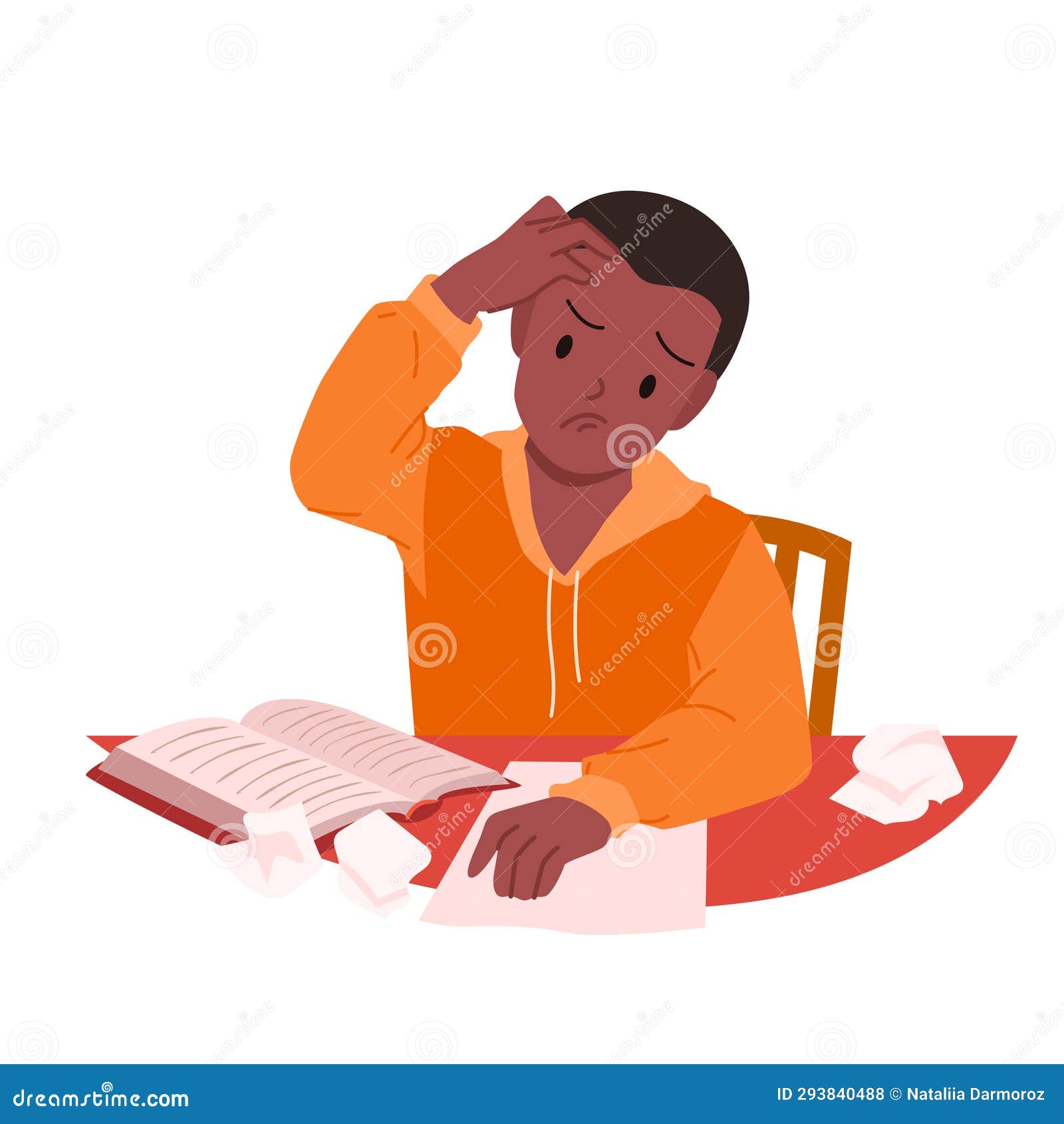 Sad Tired Kid Doing Homework, Difficulty of Creativity, Imagination and ...