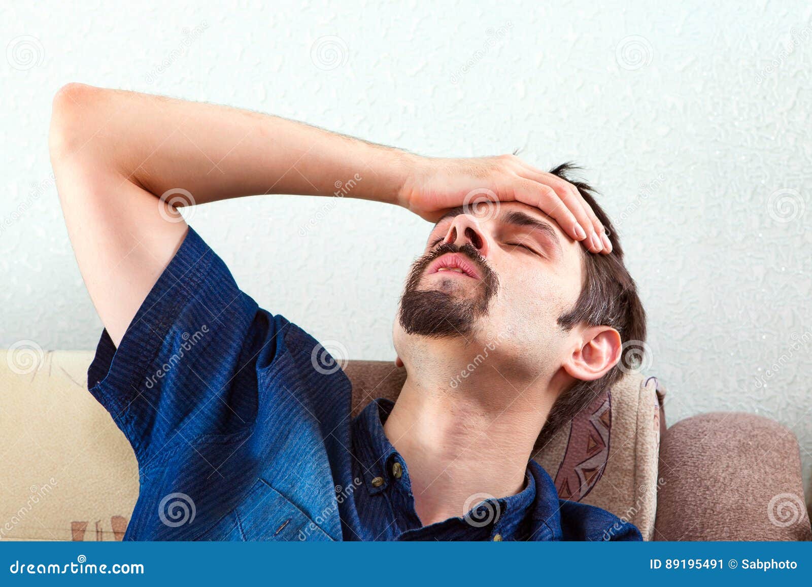 Sad and Tired Man stock image. Image of forehead, face - 89195491
