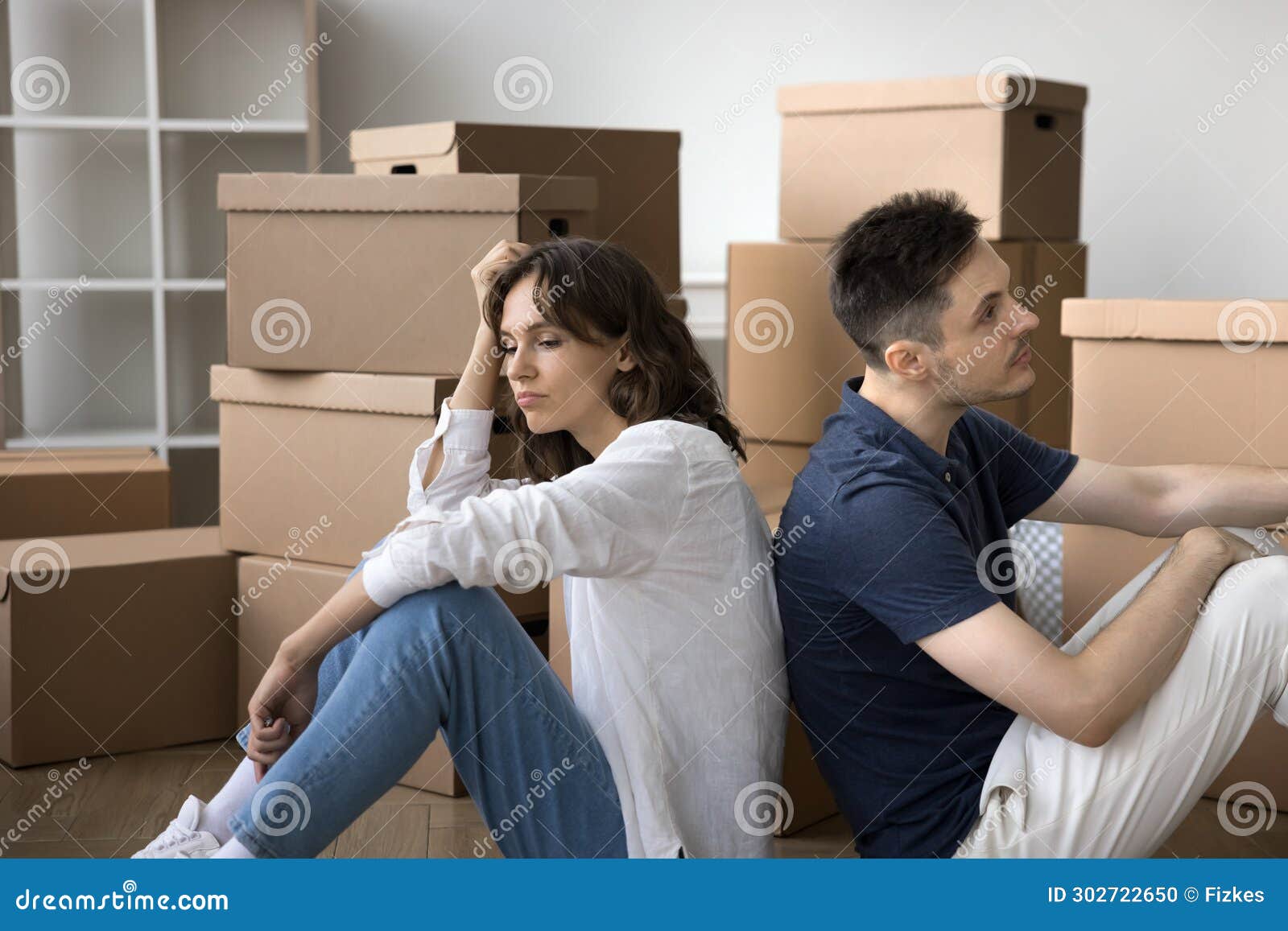 Sad Tired Married Couple Moving Out from Common Flat Stock Photo ...