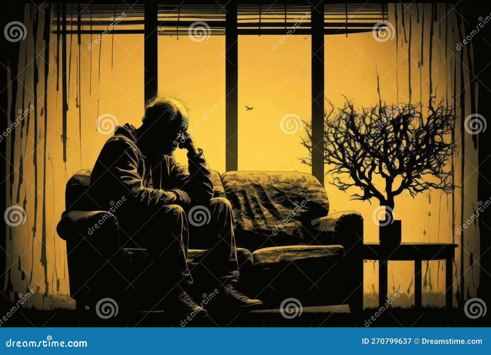 Lonely Old Tired Man Sitting And Sleeping On Bench In Park Vector ...