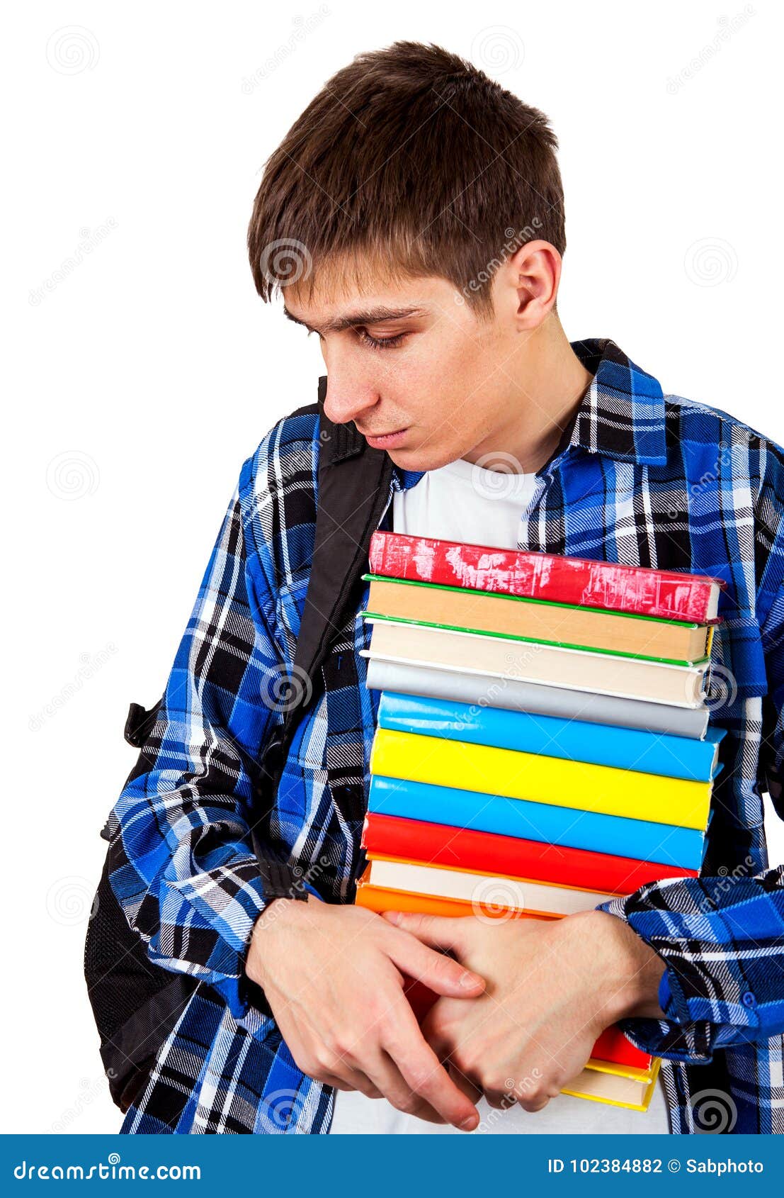 Sad Student with the Books stock photo. Image of fail - 102384882