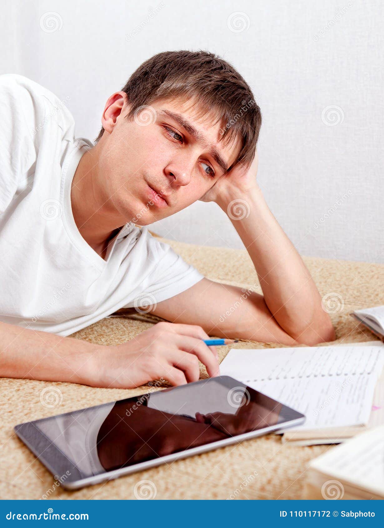 Sad and Tired Student stock photo. Image of overwork - 110117172