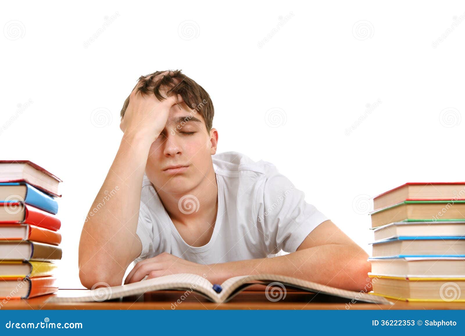 Sad and Tired Student stock image. Image of sitting, boredom - 36222353