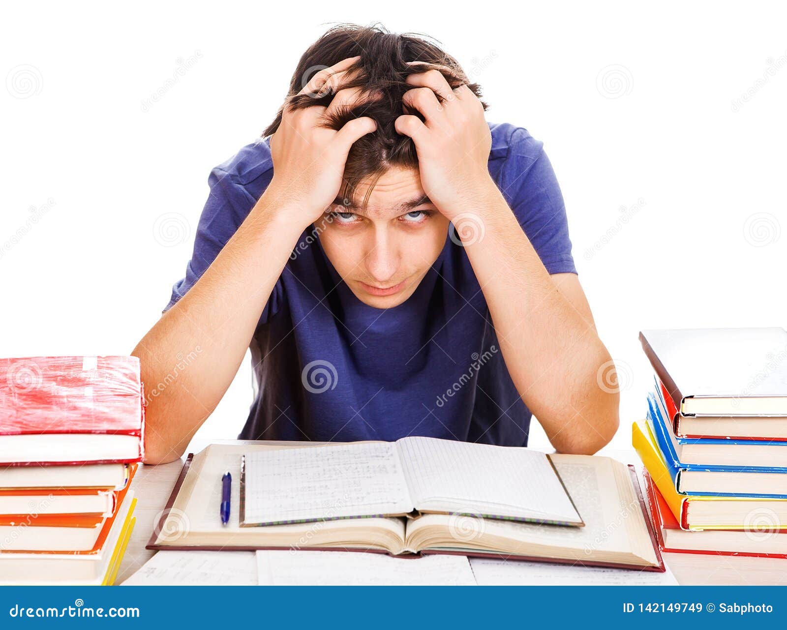 Sad and Tired Student stock image. Image of emotion - 142149749