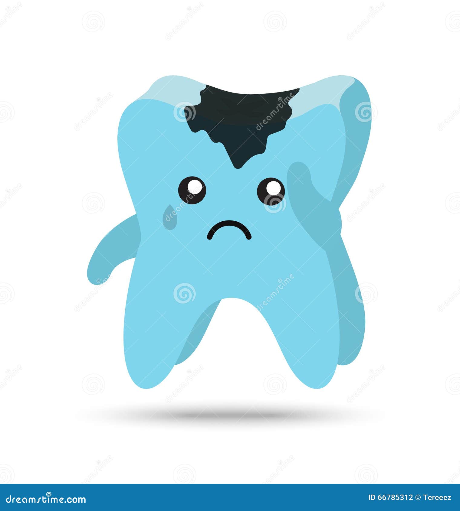Sad Tooth with Cavity Character Stock Illustration - Illustration of ...