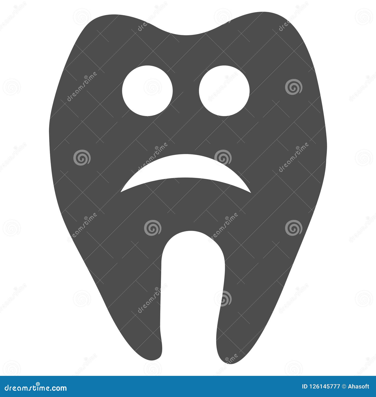 Sad Tooth Flat Icon stock illustration. Illustration of pity - 126145777