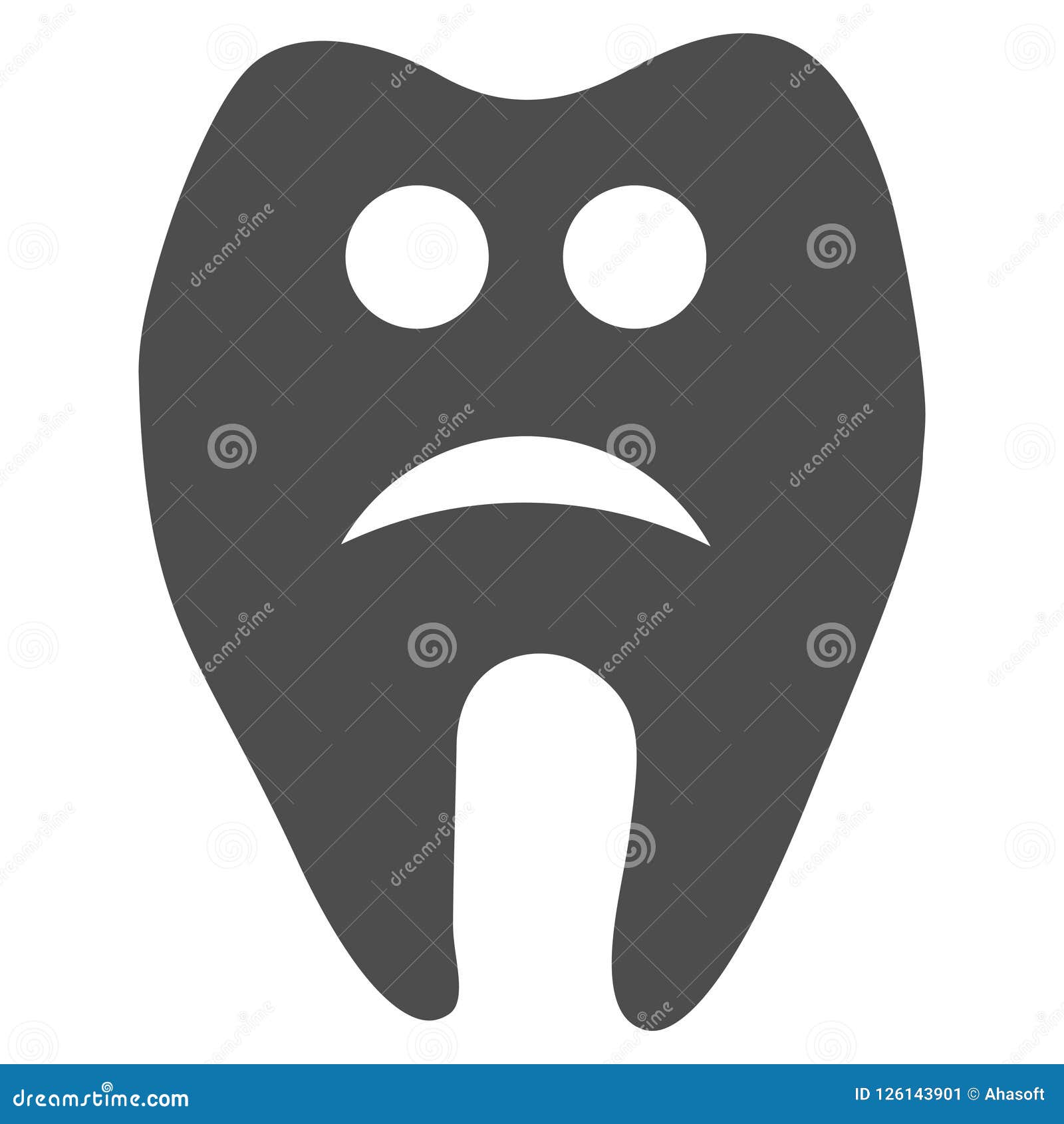 Sad Tooth Flat Icon stock vector. Illustration of gray - 126143901