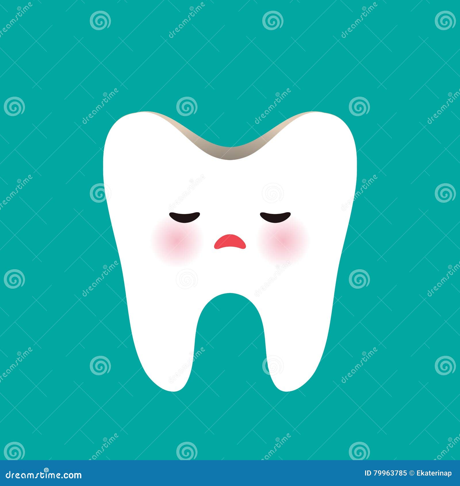 Sad Tooth with Tooth Decay on Blue Background. Vector Stock Vector ...