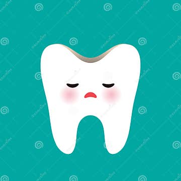 Sad Tooth with Tooth Decay on Blue Background. Vector Stock Vector ...