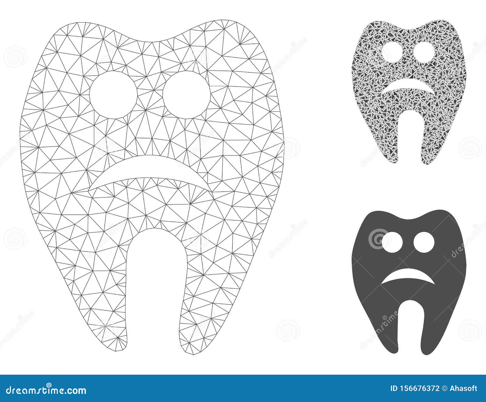 Sad Tooth Vector Mesh Wire Frame Model and Triangle Mosaic Icon Stock ... Sad Tooth Vector Mesh Wire Frame Model and Triangle Mosaic Icon Stock ...