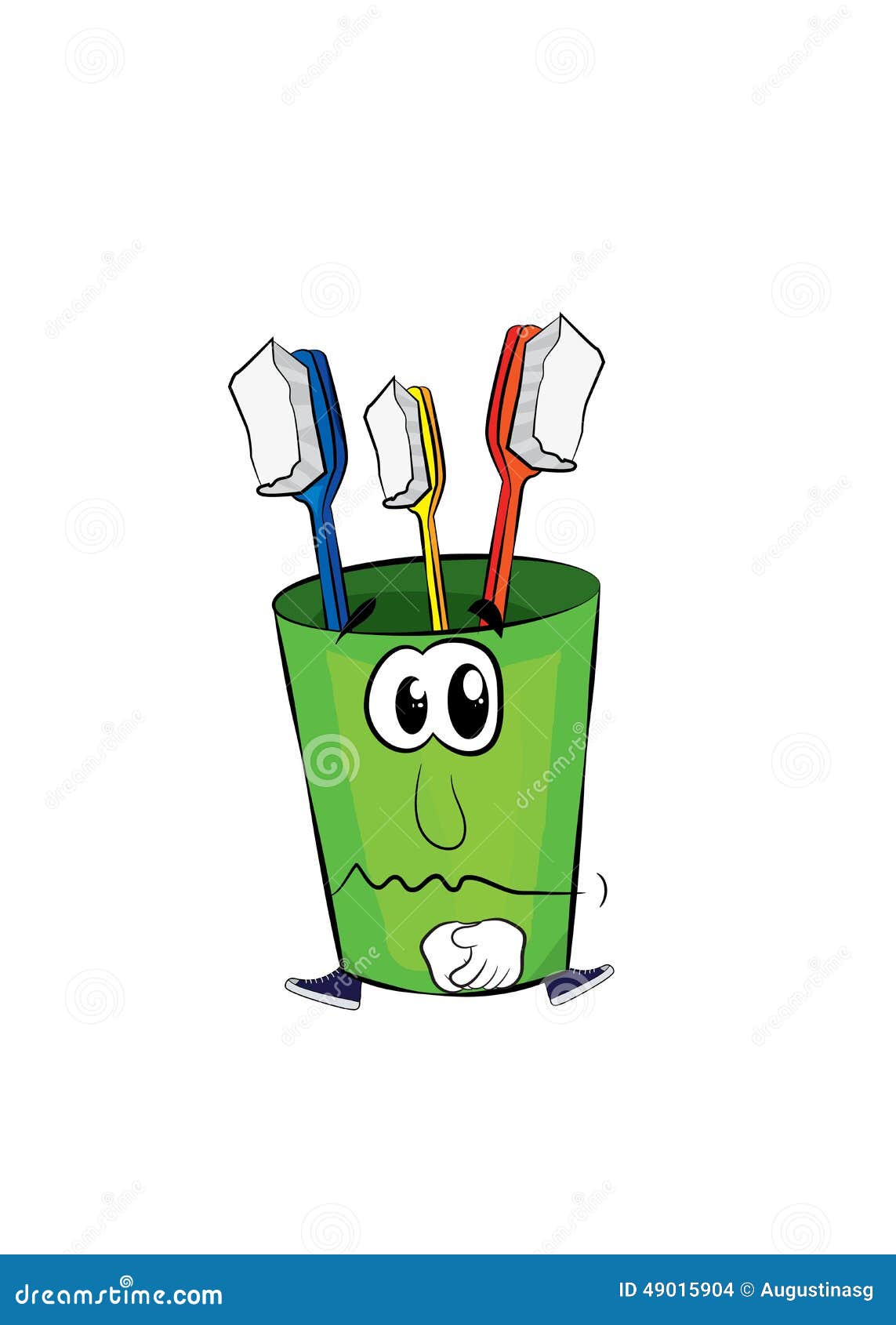 Sad Toothbrushes in a Cup Cartoon Stock Illustration - Illustration of ...