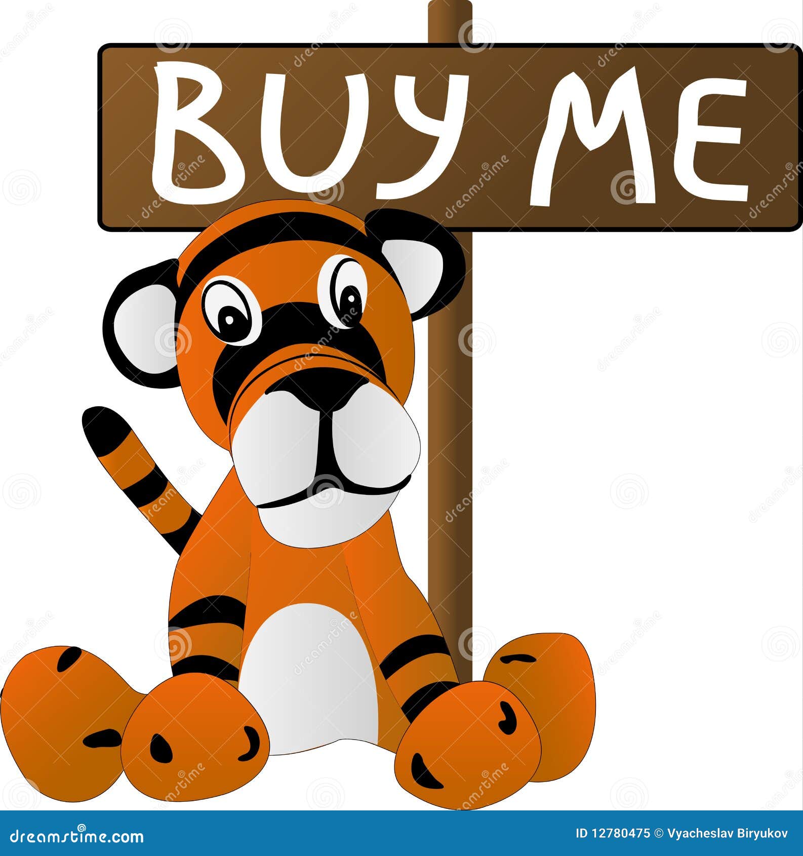 Sad toy tiger cub stock vector. Illustration of painting - 12780475