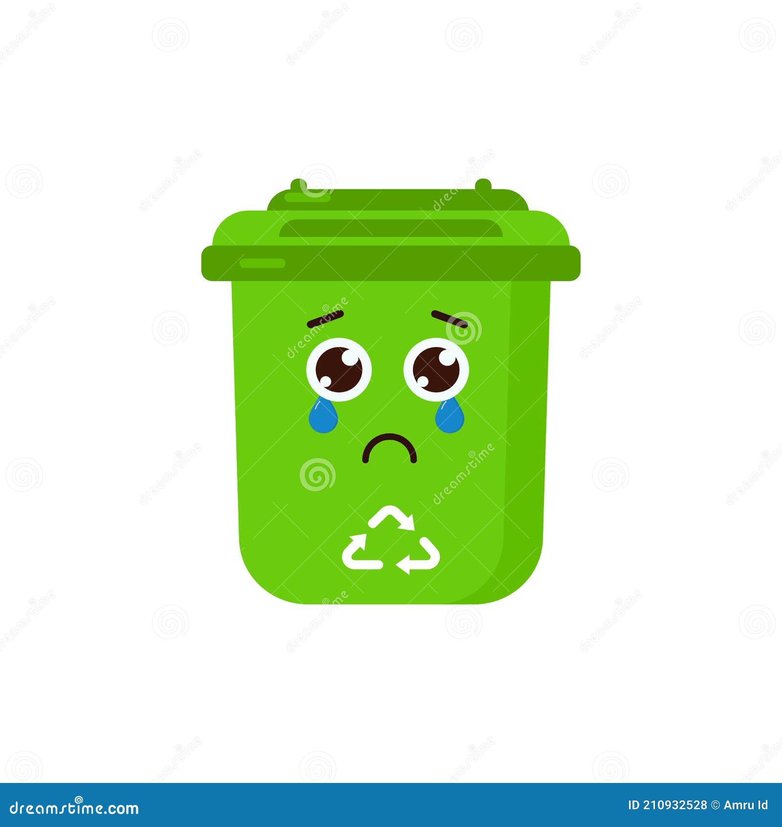 Sad Trash Bin Character Cause Do Not Use Icon, and Illustration Vector ...