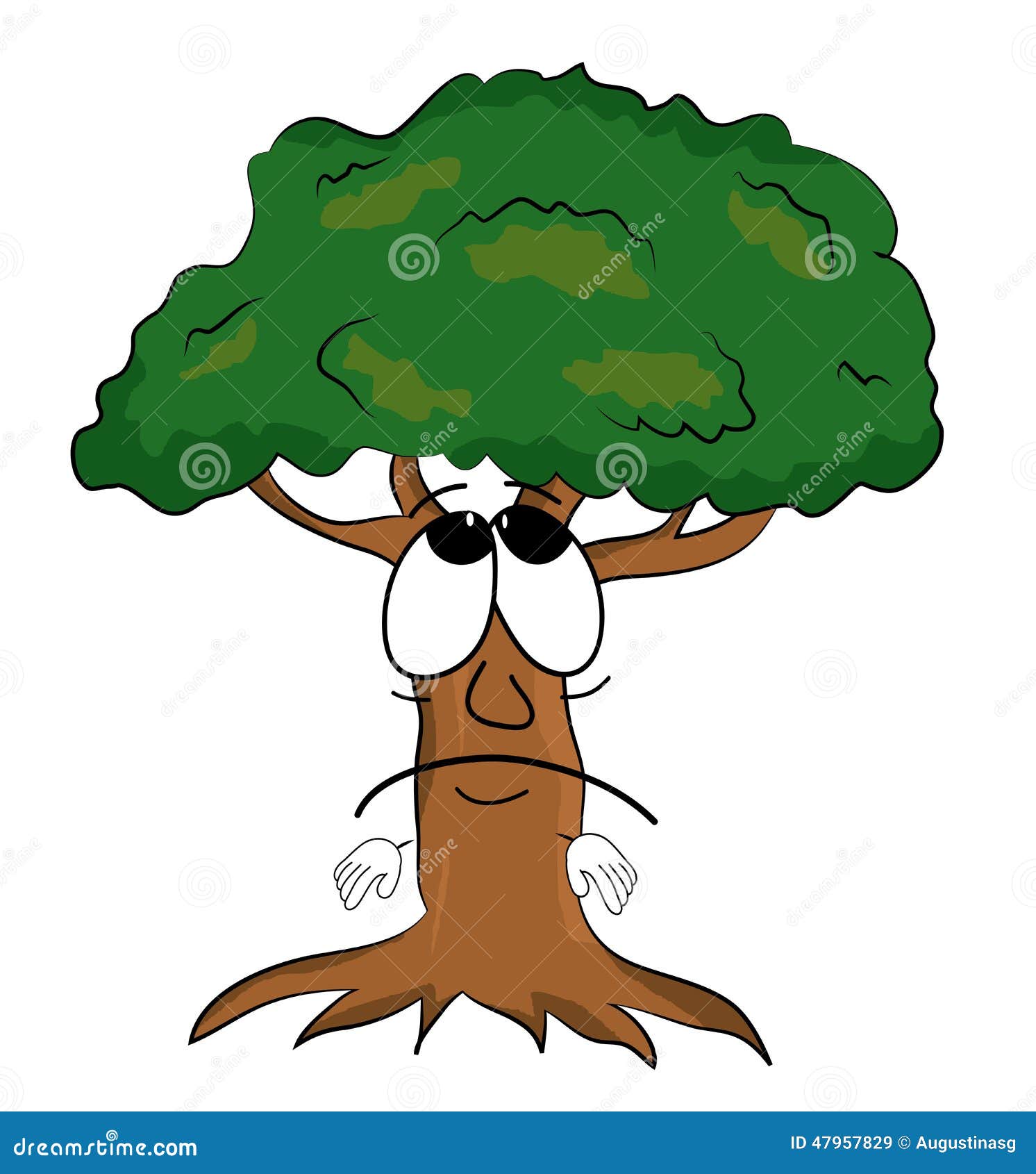 Sad Cartoon Girl Tree
