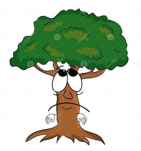 Sad tree cartoon stock illustration. Illustration of upset - 47957829