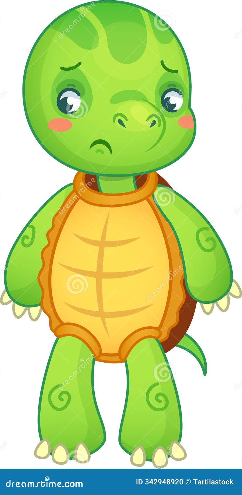 Sad Turtle Stands Alone, Looking Upset and Disappointed on a White Background Stock Illustration ...
