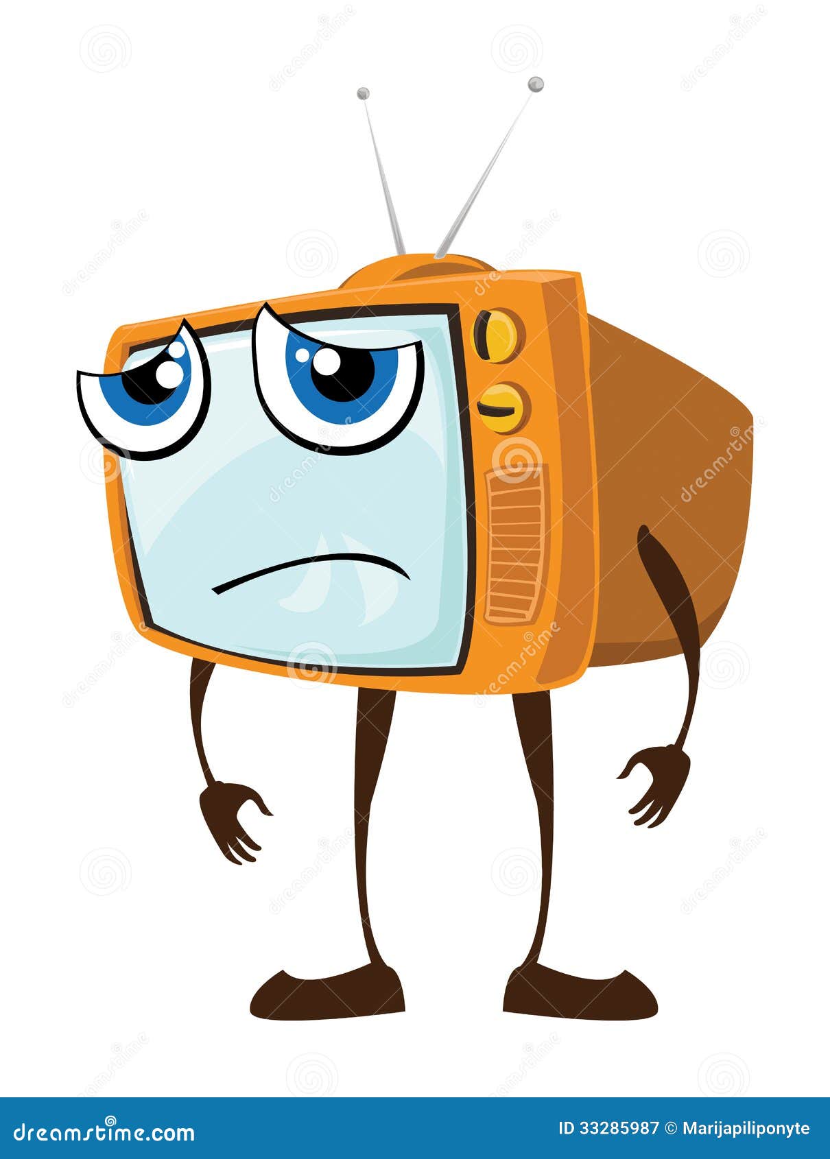 Sad Tv stock illustration. Illustration of funny, brown - 33285987