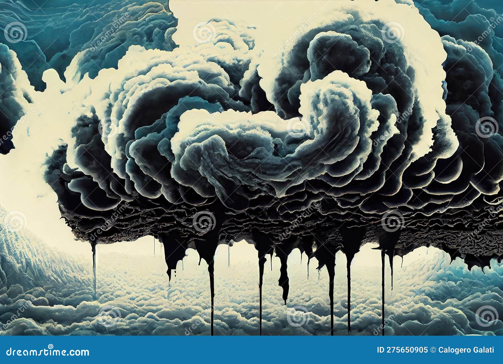 Sad Unhappy Clouds, Depression Abstract Art, Rainy Clouds in Black, Ai ...