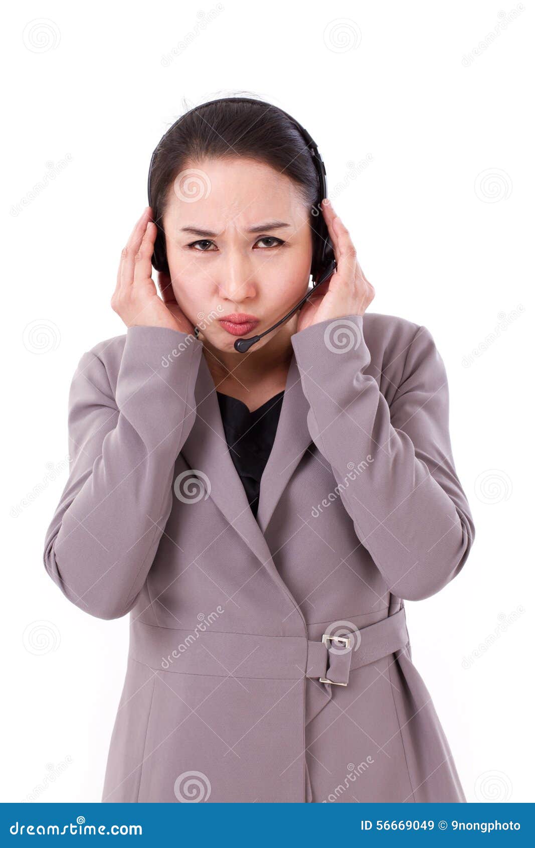 Sad, Unhappy Customer Service Staff with Headset Stock Image - Image of ...