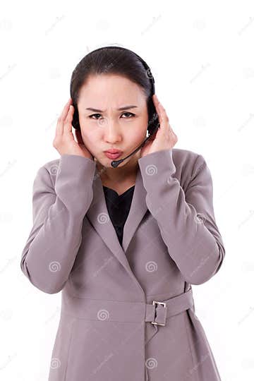 Sad, Unhappy Customer Service Staff with Headset Stock Image - Image of ...
