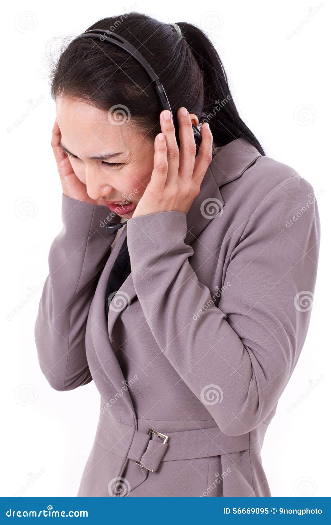 Sad, Unhappy Customer Service Staff with Headset Stock Image - Image of ...