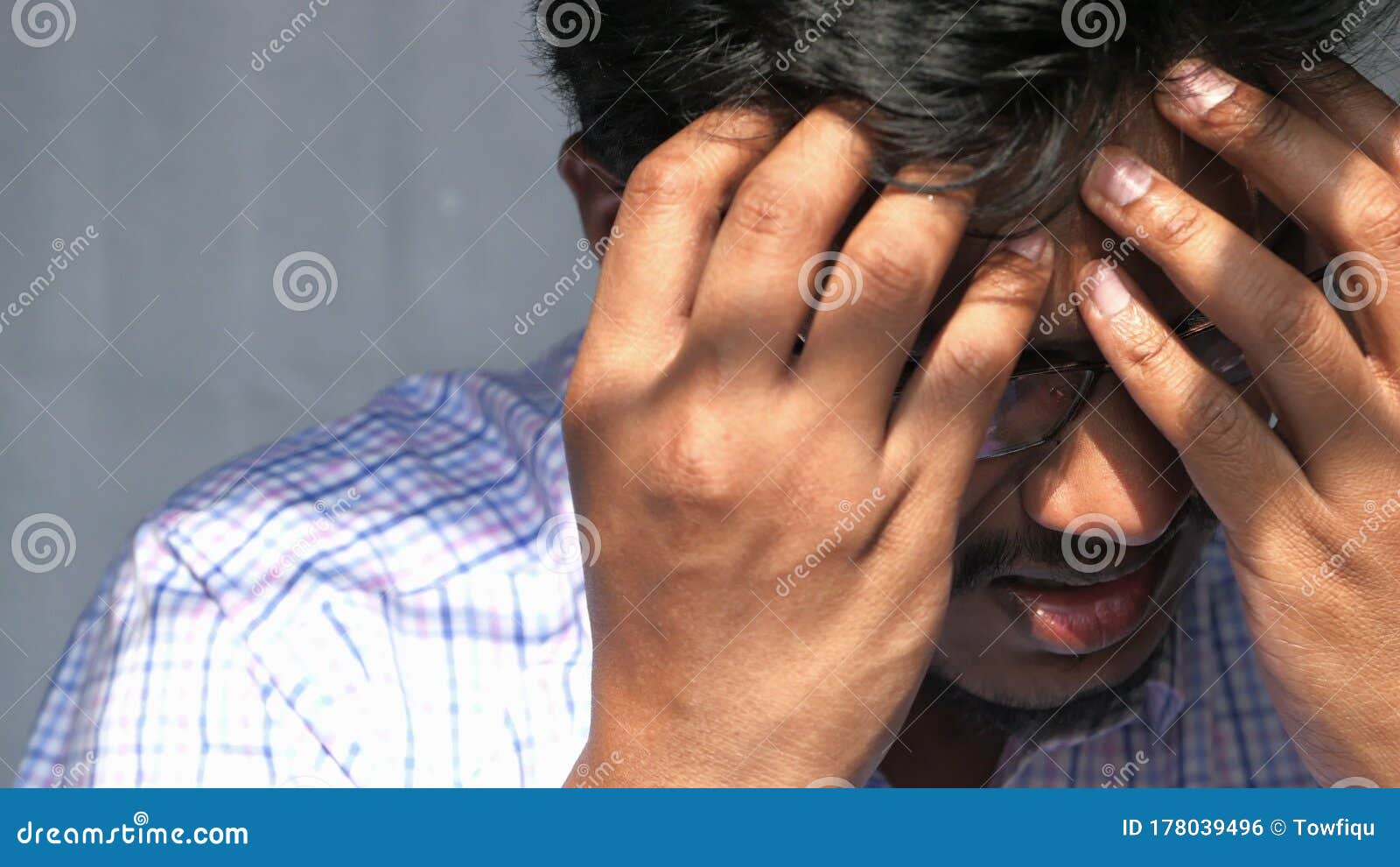 Sad Unhappy Man Suffering Headache and Looking Down Stock Footage ...